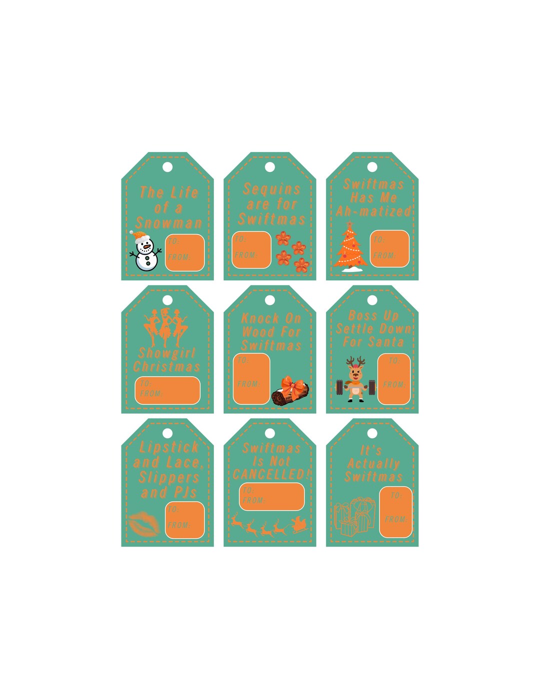 Showgirl Christmas Gift Tags Printable | Swiftmas Inspired Holiday Tags ...