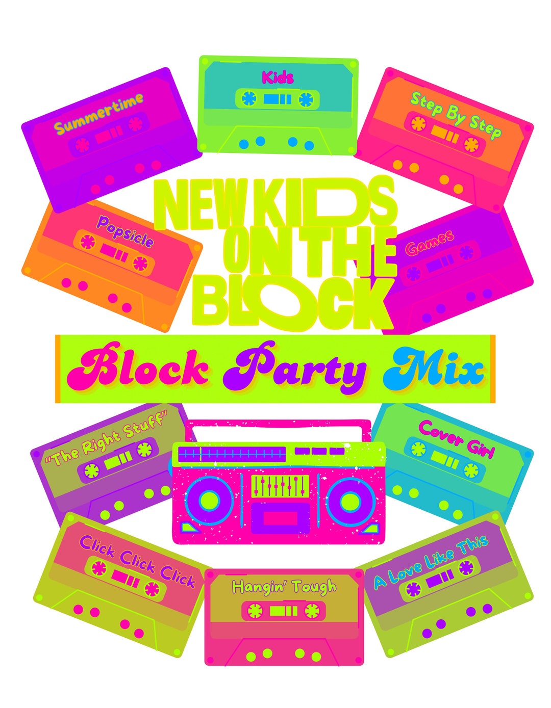 New Kids on the Block - Block Party Mix Digital Download: Neon Retro ...