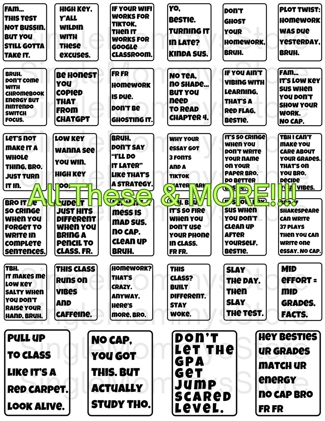 100 Funny High School Classroom Posters Teen Slang | Digital Download ...