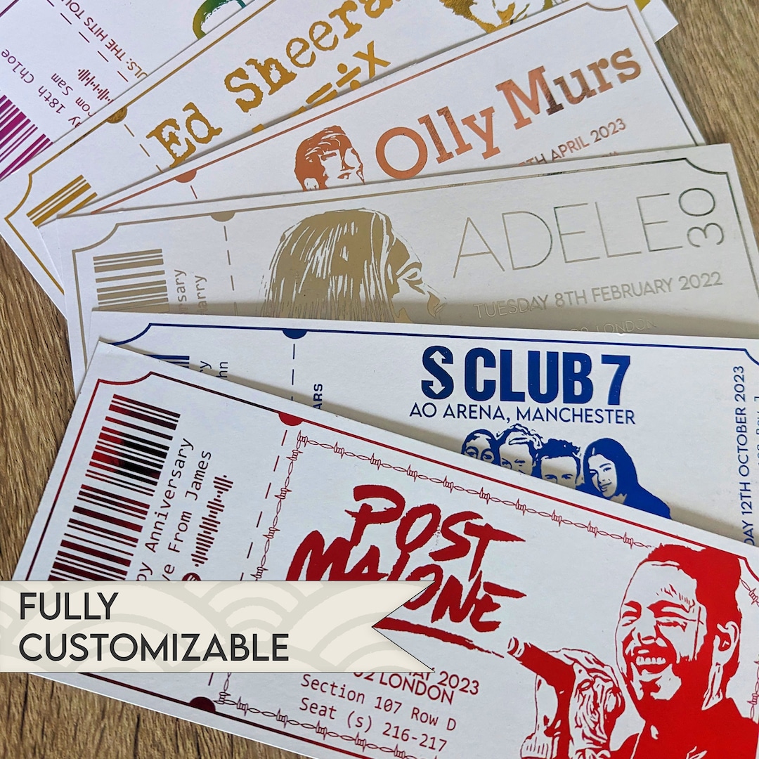 Personalized Foil Concert Ticket, Concert Ticket Gift, Fake Ticket ...
