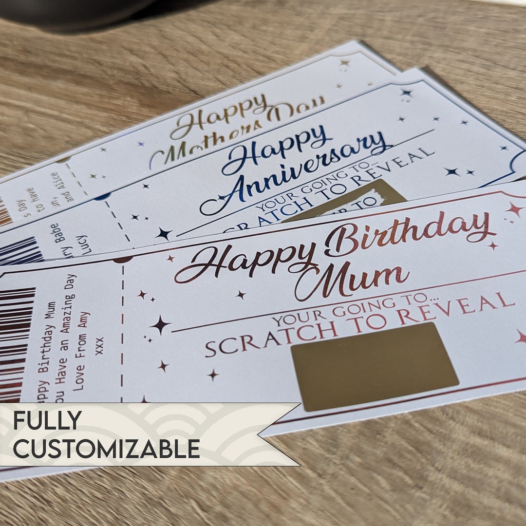 Personalized Scratch Ticket, Scratch Card, Reveal Ticket, Ticket Gift, Foil Ticket, Surprise ...