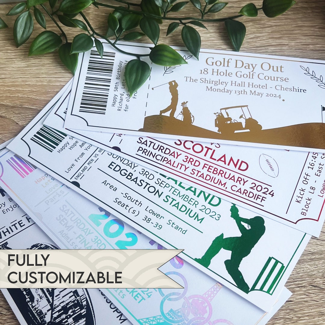 Personalized Sports Ticket, Foil Ticket, Event Ticket, Golden Ticket ...