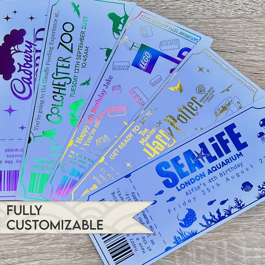 Personalised Event Ticket, Golden Tickets, Gift Vouchers, Custom Coupon, Surprise Gift, Ticket ...