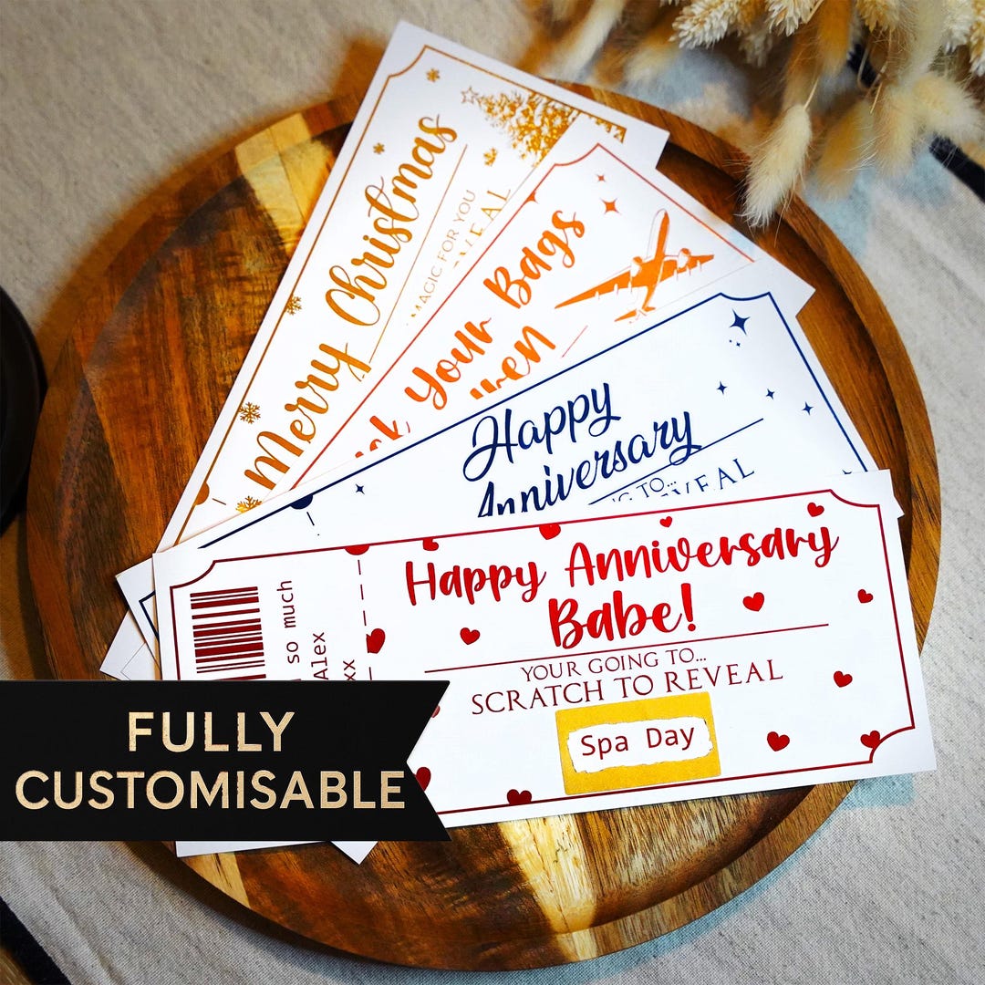 Personalised Scratch Ticket, Gift Reveal Ticket, Surprise Concert ...