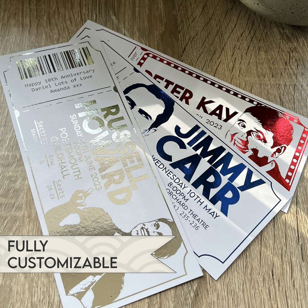Personalized Comedy Ticket, Foil Ticket, Event Ticket, Ticket Reveal ...