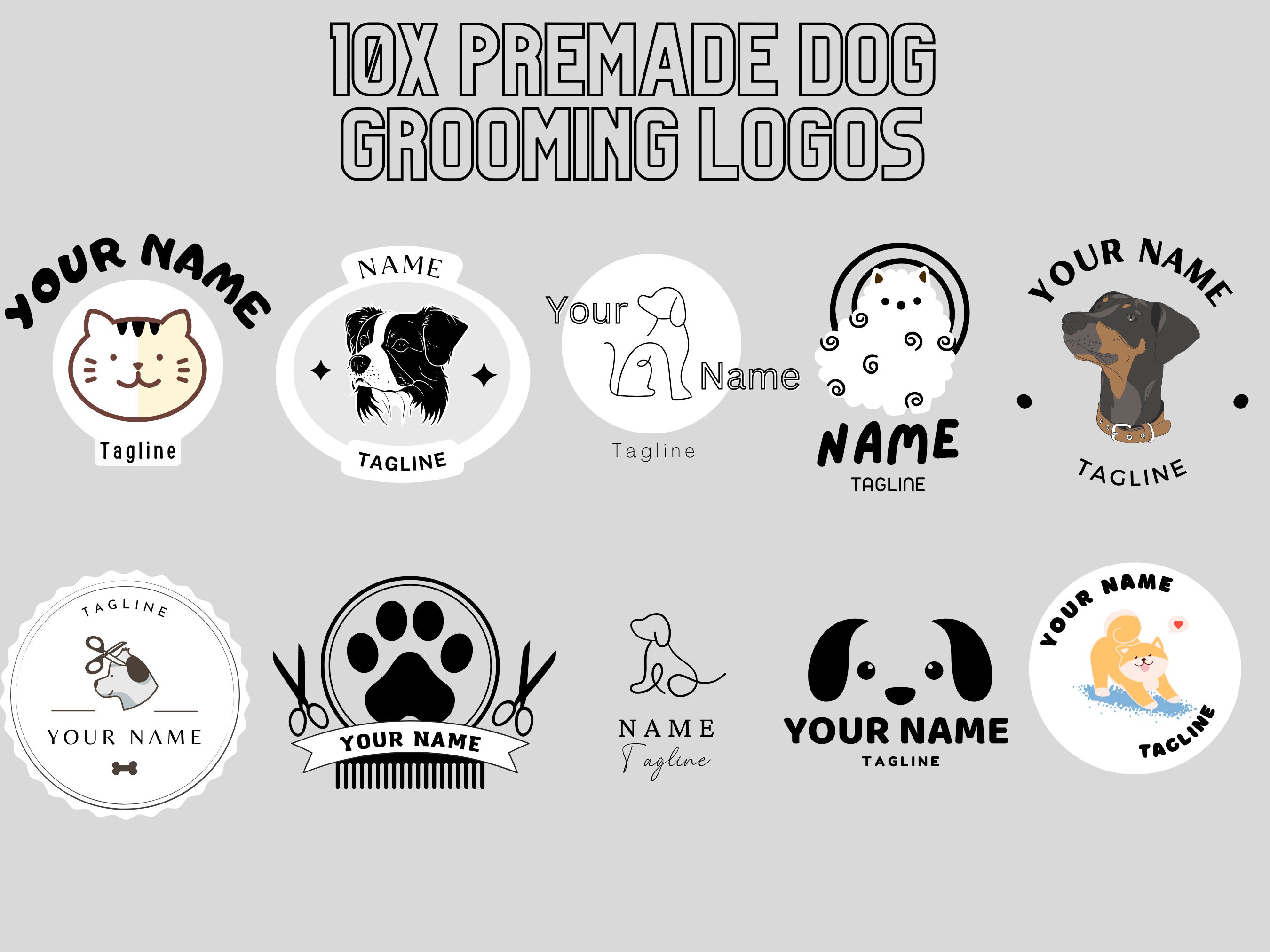 Pet Grooming Logo, Dog Grooming Logo, Pet Sitting Logo, Customisable ...