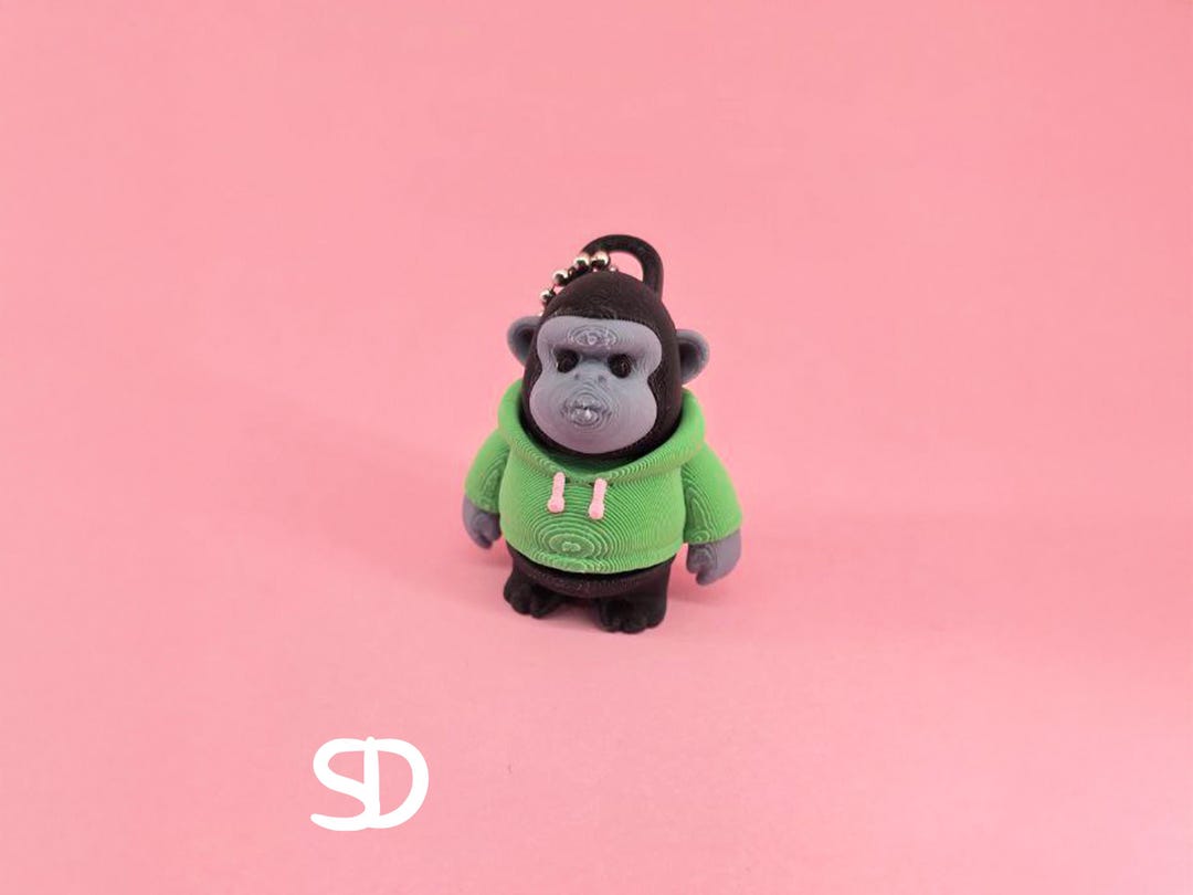 Cool Gorilla Keychain - 3D Printed - Gorilla With Hoodie - Urban ...