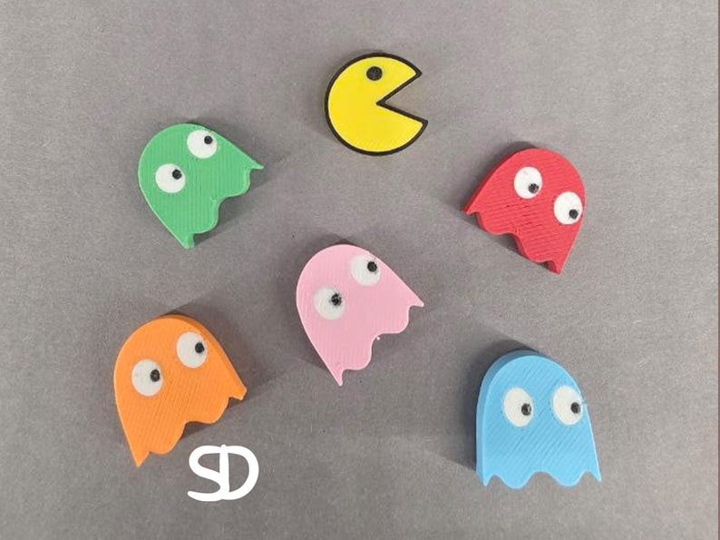 Pac-man & Ghost Magnets - 3D Printed - Retro Gaming Fridge Magnets ...
