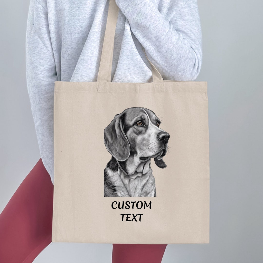 Custom Text Dog Tote Bag, Personalized Pet Lover Gift, Unique Hand ...