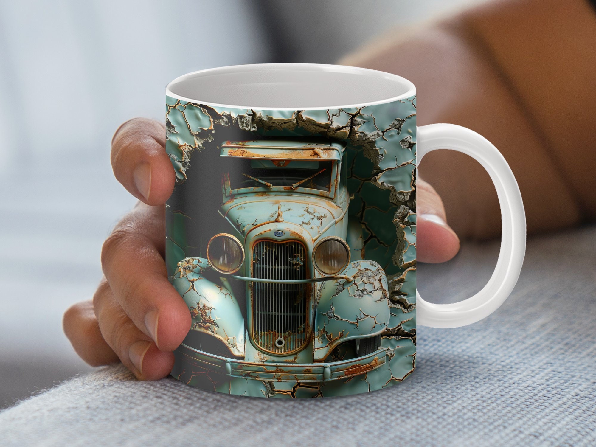 Vintage Car Mug Wrap Design, Rustic Automobile Digital Download for ...