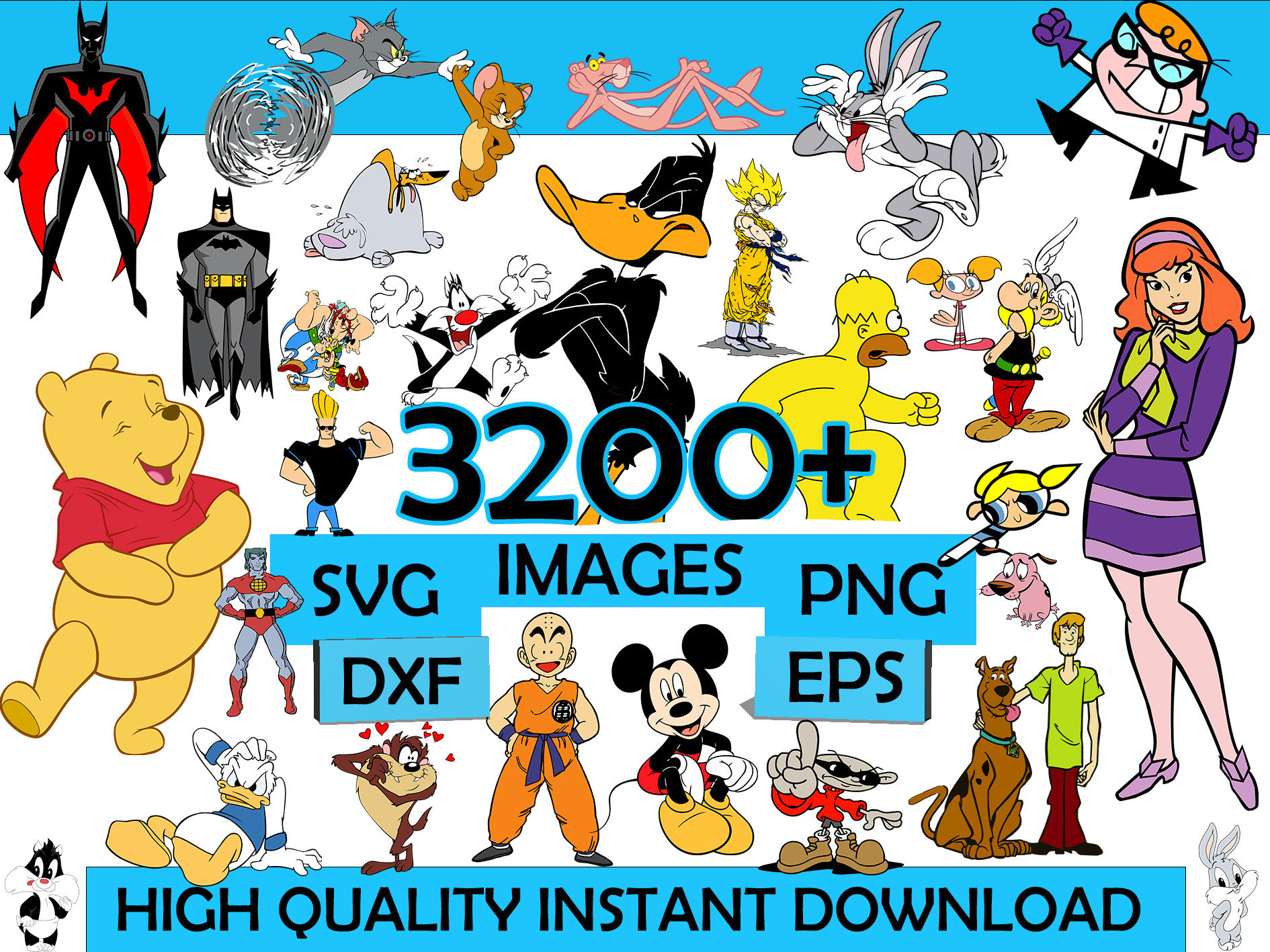 3200 Cartoon Characters Mega Bundle Svg Cricut Printable - Etsy UK