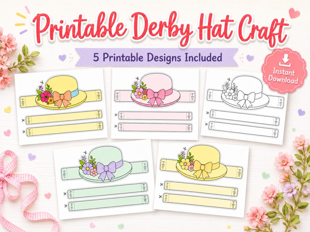 Printable Derby Hat Craft for Kids, Derby Party Activity, Spring Hat ...