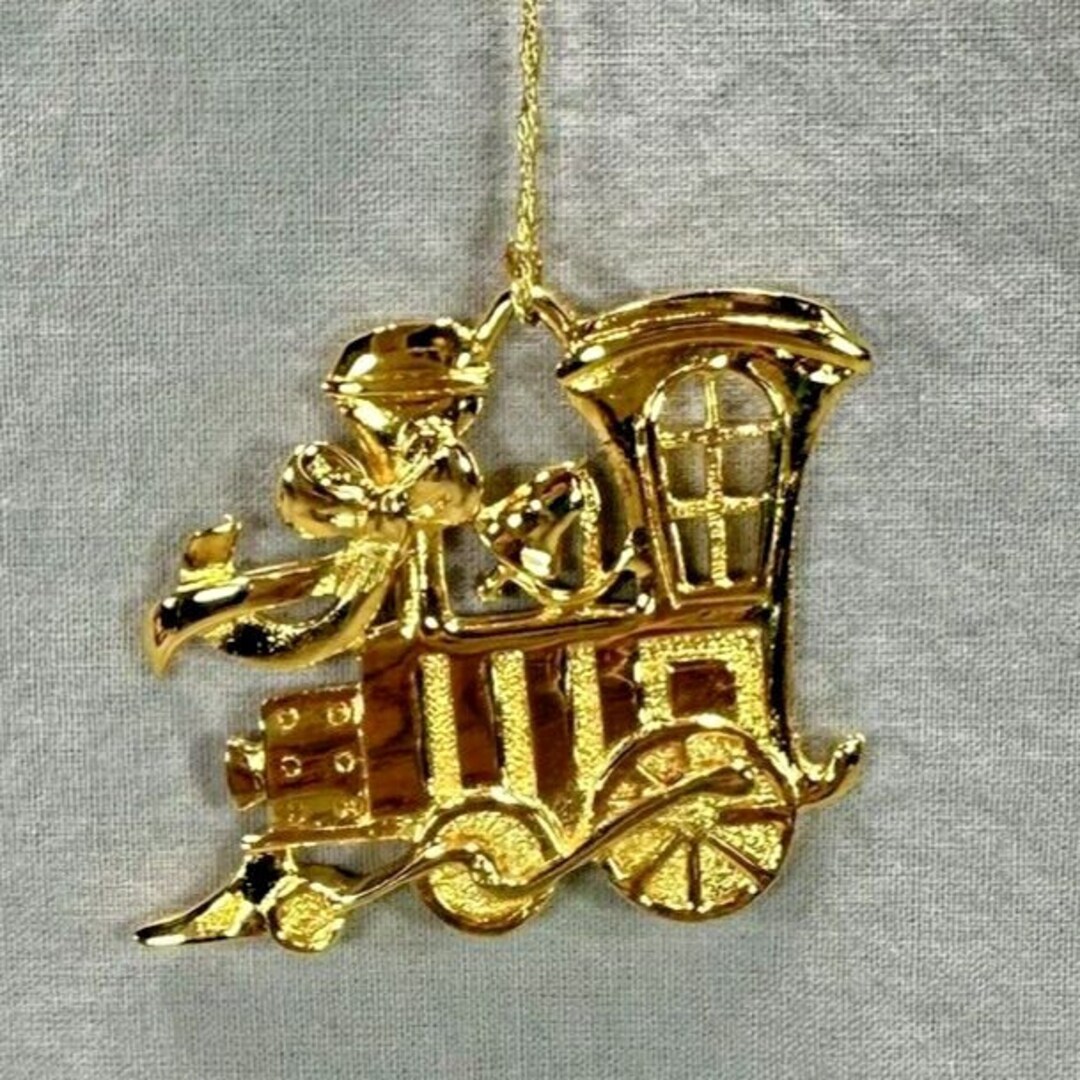 Vintage Tamerlane 24K Gold Finish Locomotive Hanging Ornament Train ...