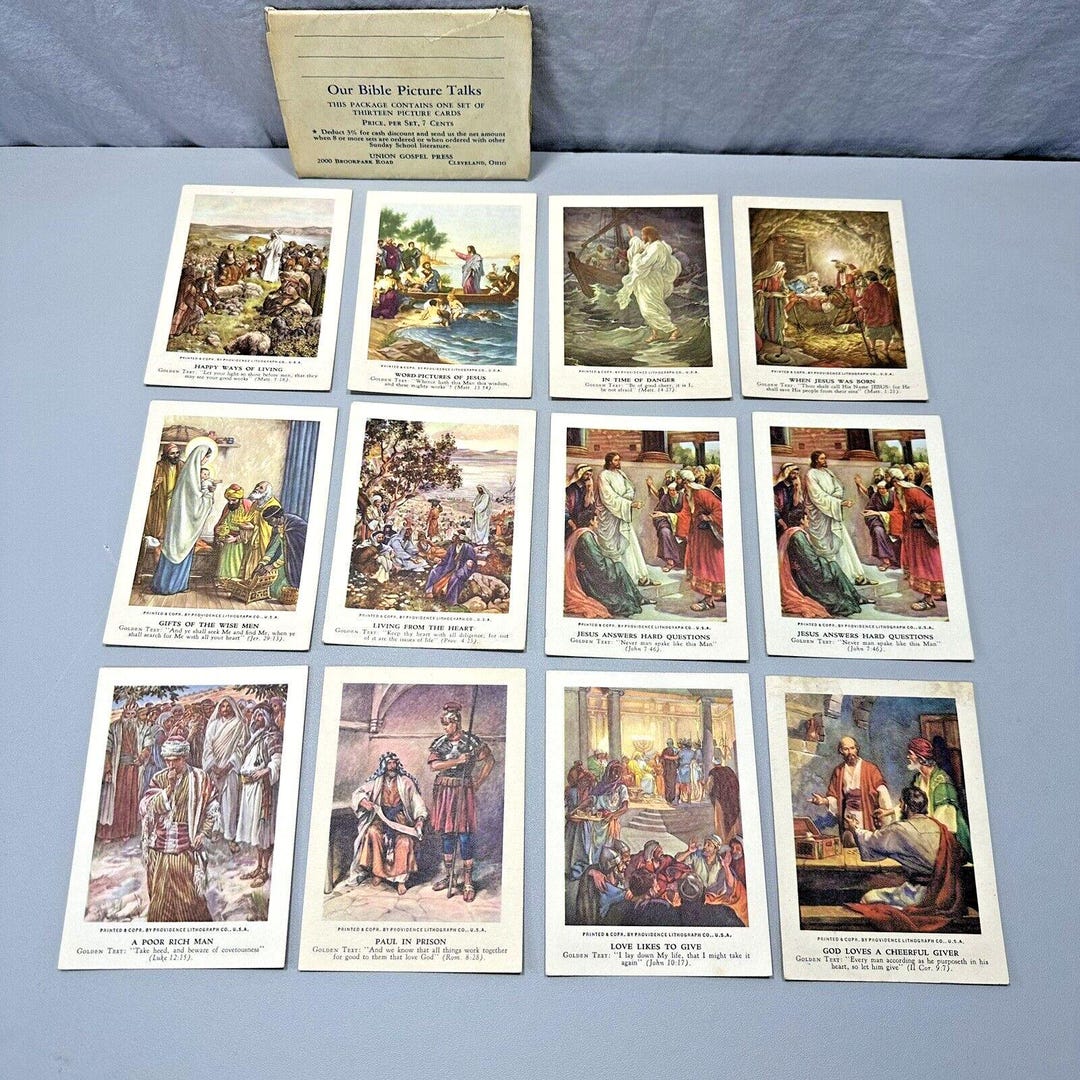 12 Our Bible Picture Talks Holy Cards 1952 and 1953 Sunday School ...