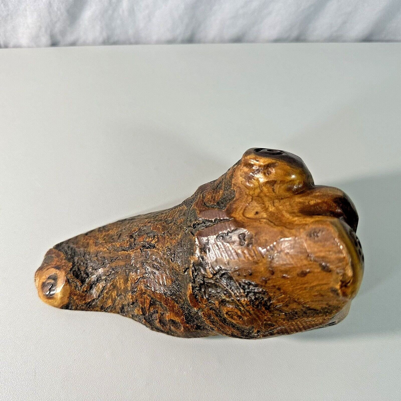 Solid Wood Paperweight Folk Art Face Figurine Hand Carved Artisan ...