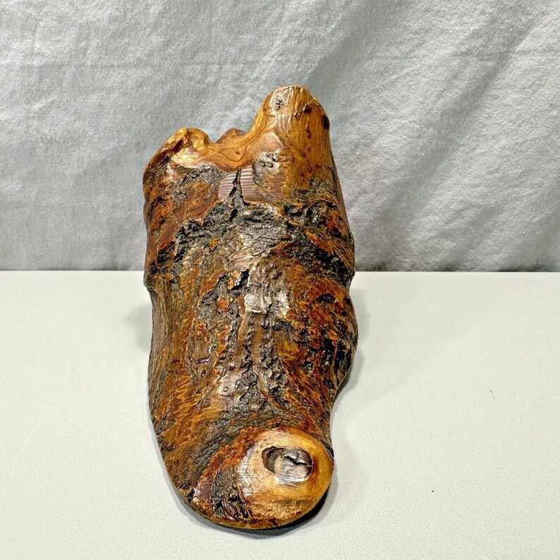 Solid Wood Paperweight Folk Art Face Figurine Hand Carved Artisan ...