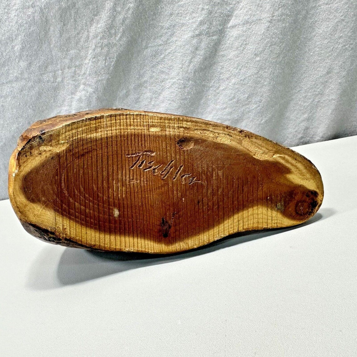 Solid Wood Paperweight Folk Art Face Figurine Hand Carved Artisan ...