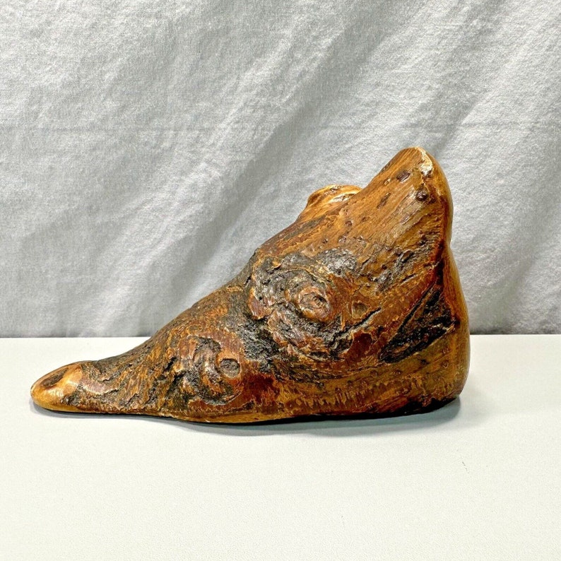 Solid Wood Paperweight Folk Art Face Figurine Hand Carved Artisan ...