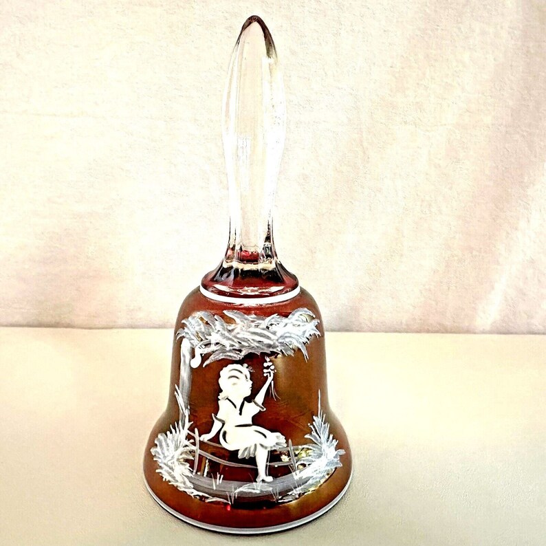 Westmoreland Mary Gregory Ruby Cranberry Glass Bell Girl on Fence - Etsy