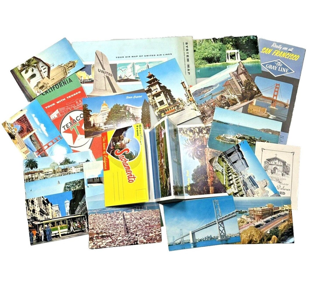 1958 Maps Postcards Travel Lot San Francisco and Sacramento California ...