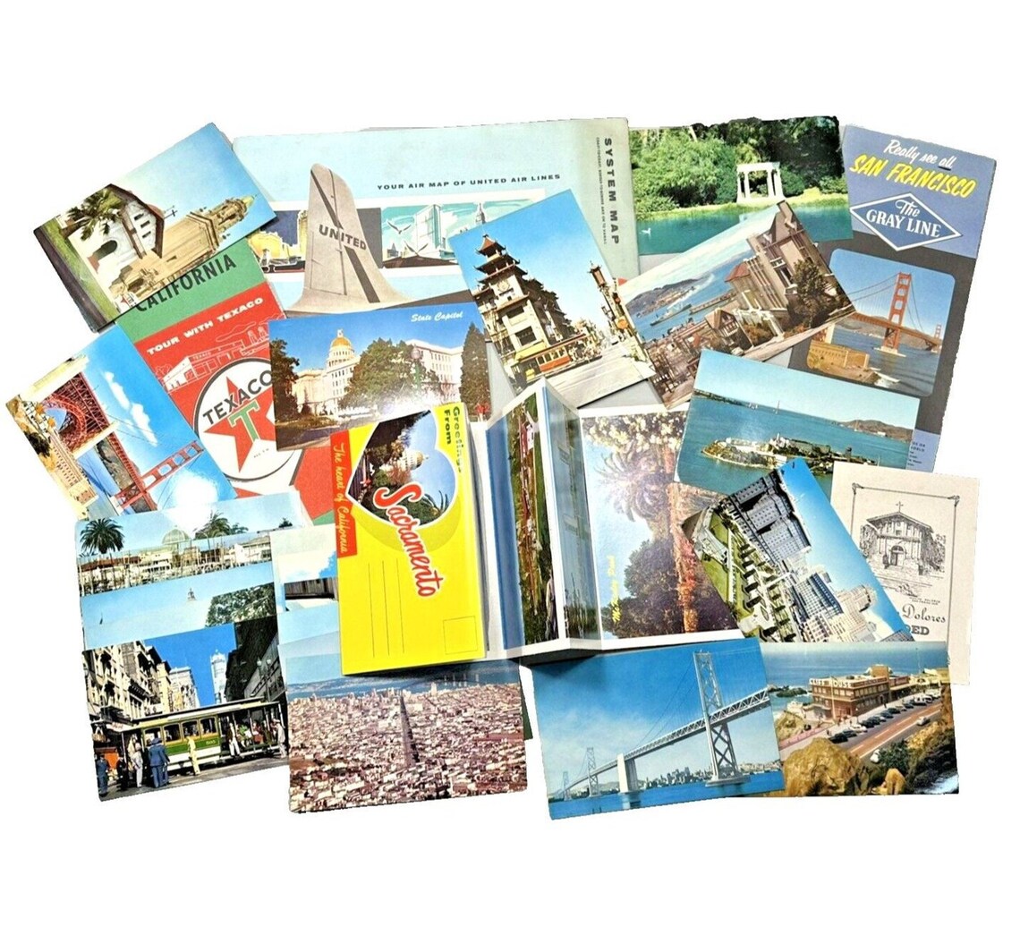 1958 Maps Postcards Travel Lot San Francisco and Sacramento California ...
