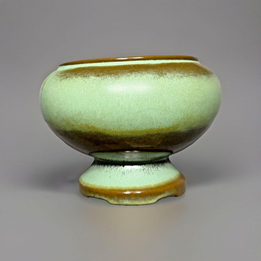 Frankoma Pottery Prairie Green Footed Planter Pedestal Vase #22 - Etsy