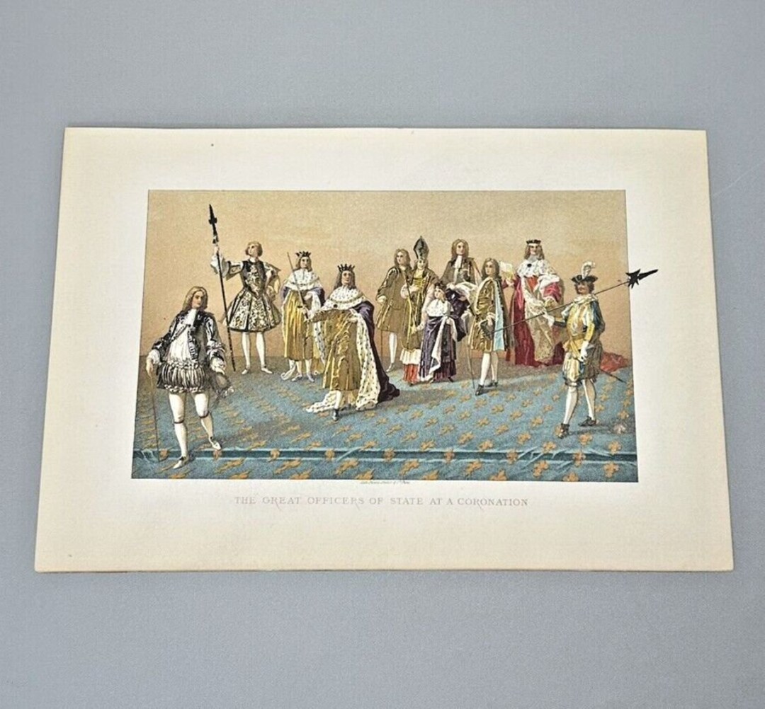 Chromolithograph "the Great Officers of State at A Coronation" Print of ...