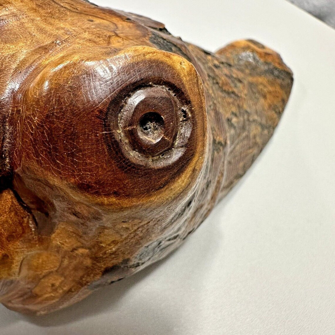 Solid Wood Paperweight Folk Art Face Figurine Hand Carved Artisan ...