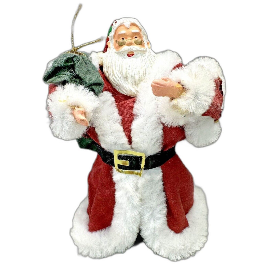 Russ Berrie Santa Claus Ornament Fabric Mache Taiwan ROC Vintage Hand ...