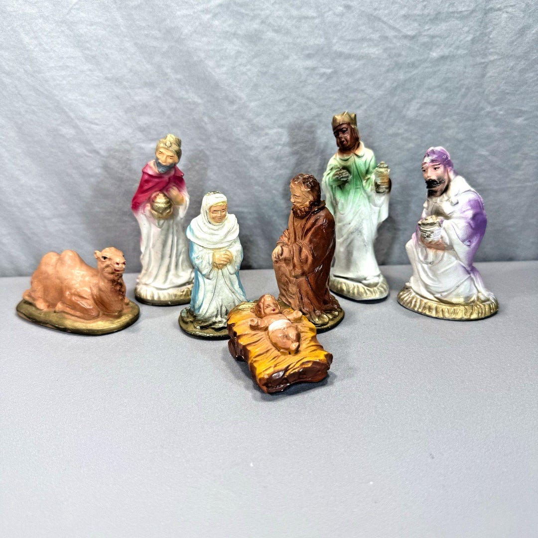 Chalkware Nativity Set 7 Pieces Vintage JH Miller 1940s or 1950s - Etsy