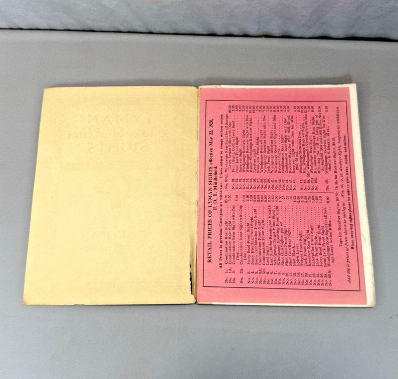 1920 Lyman Rifle Shotgun Sights Catalog With Retail Price List - Etsy
