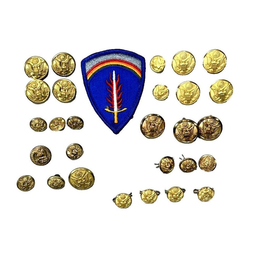 27 US Army Buttons Plus 1 Navy and Patch Waterbury Button Art Metal ...