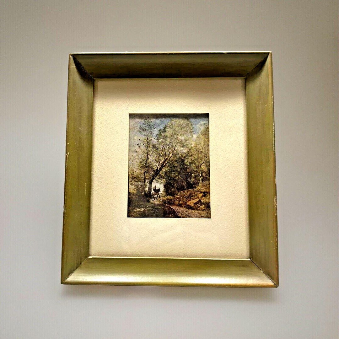 The Forest of Coubron by Corot Vintage Print Under Glass Wood Frame ...