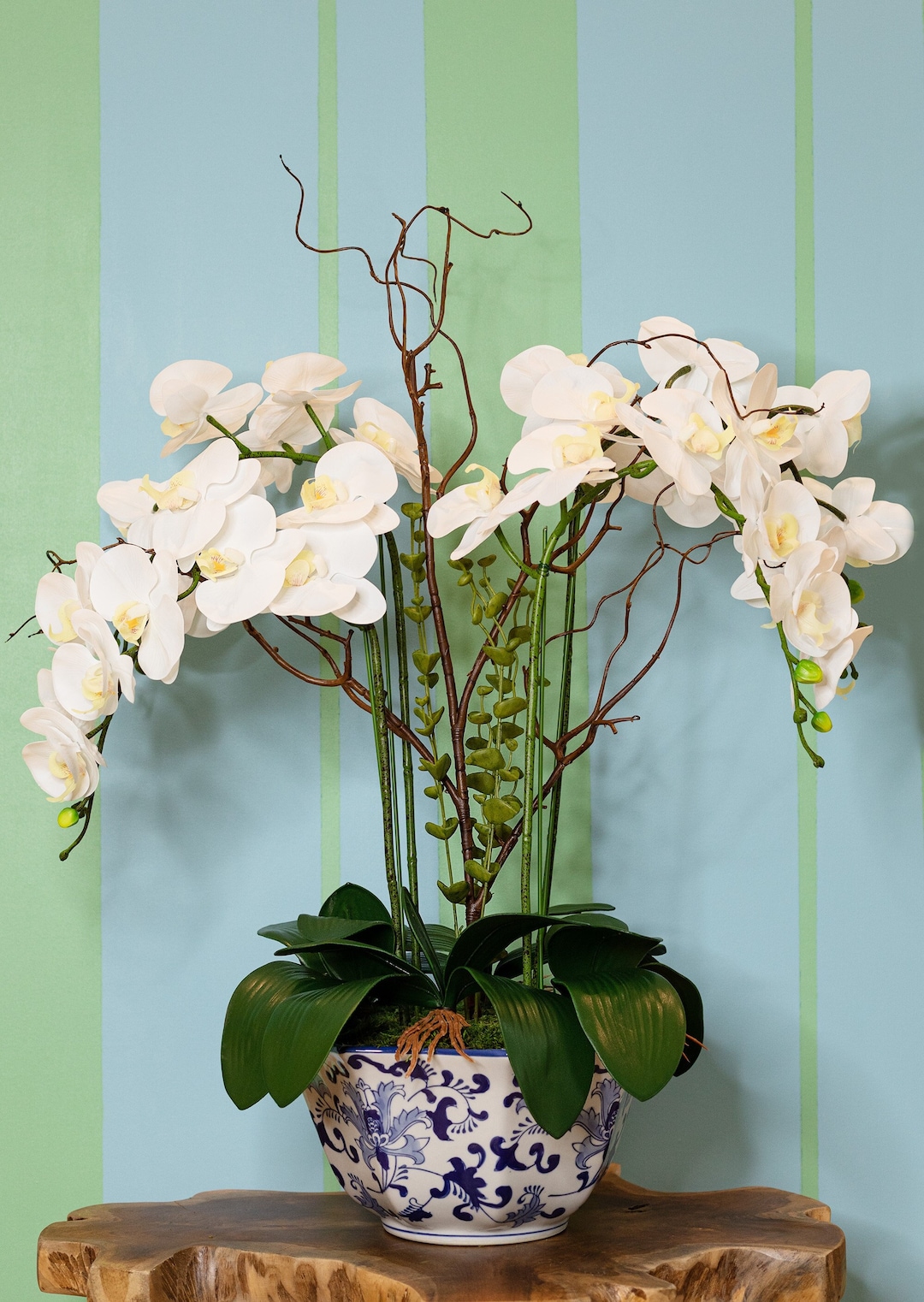 Chinoiserie Faux Orchid Arrangement, Artificial Orchid Arrangement ...