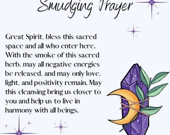 Smudging Prayer Card, Smudging, Smudging Prayer Printable, Instant ...
