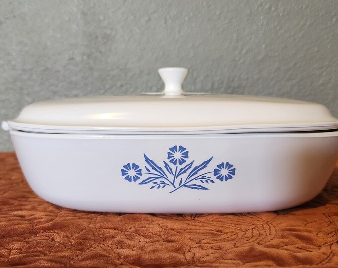 Vintage Corning Ware " Blue Cornflower " Shallow Casserole Skillet ...