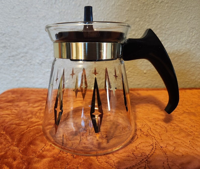 Vintage Atomic Cory Glass Coffee Pot Creamer Espresso 2 C Star MCM C2L ...