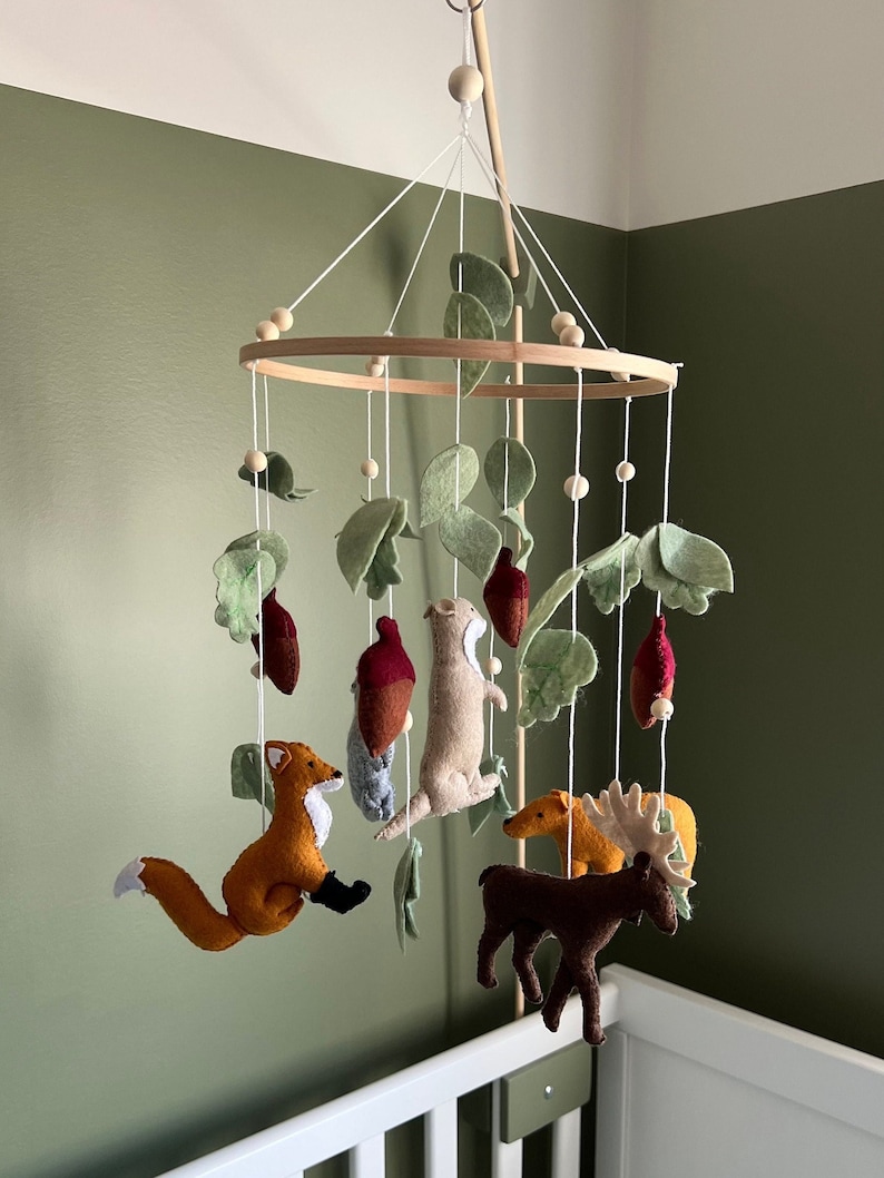 Woodland Animal Baby Nursery Mobile - Forest Creatures - Moose, Bear ...