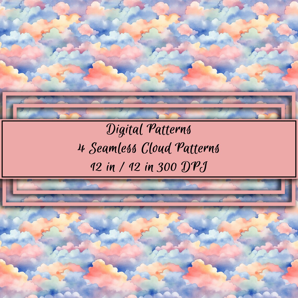 Clouds Digital Paper, Seamless Pattern , Background, Scrapbook, Perfect ...