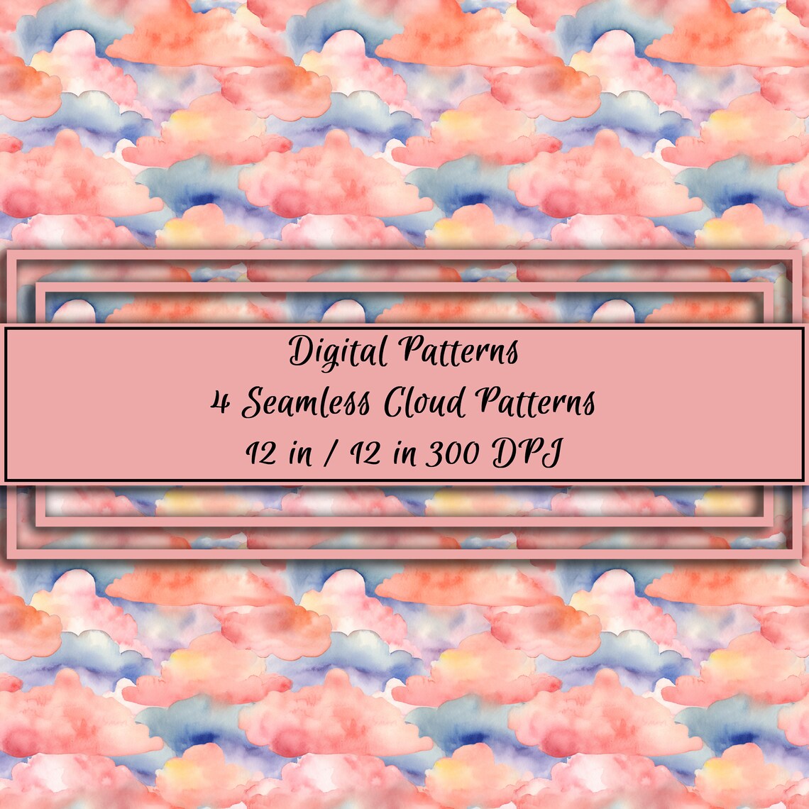 Clouds Digital Paper, Seamless Pattern , Background, Scrapbook, Perfect ...