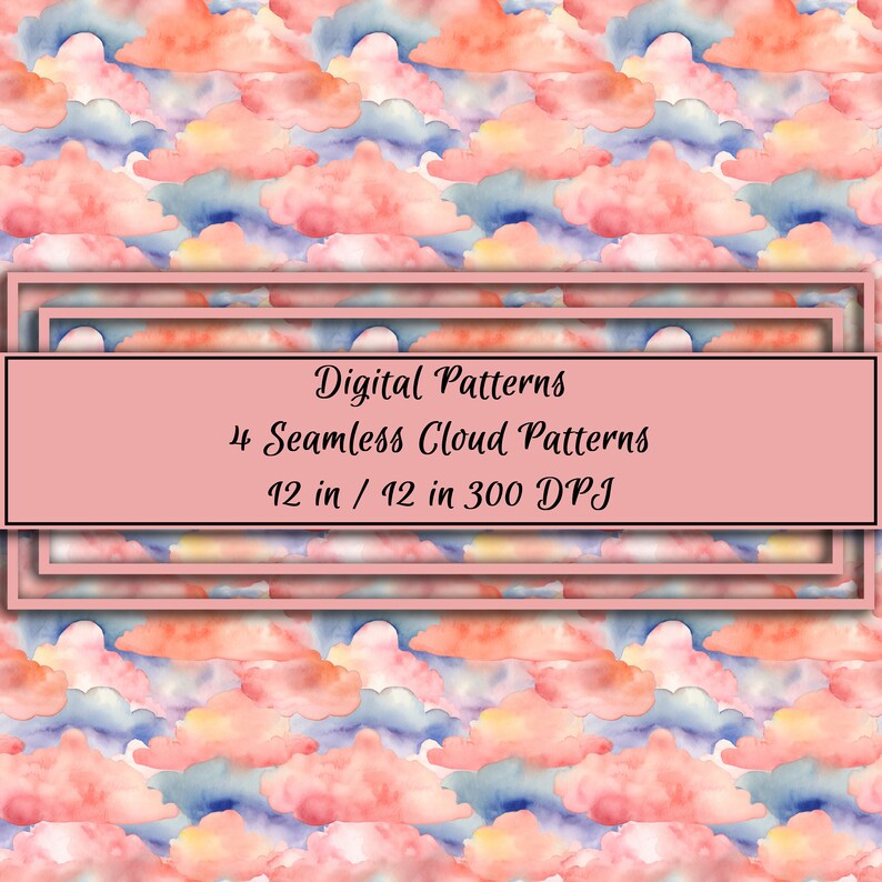 Clouds Digital Paper, Seamless Pattern , Background, Scrapbook, Perfect ...