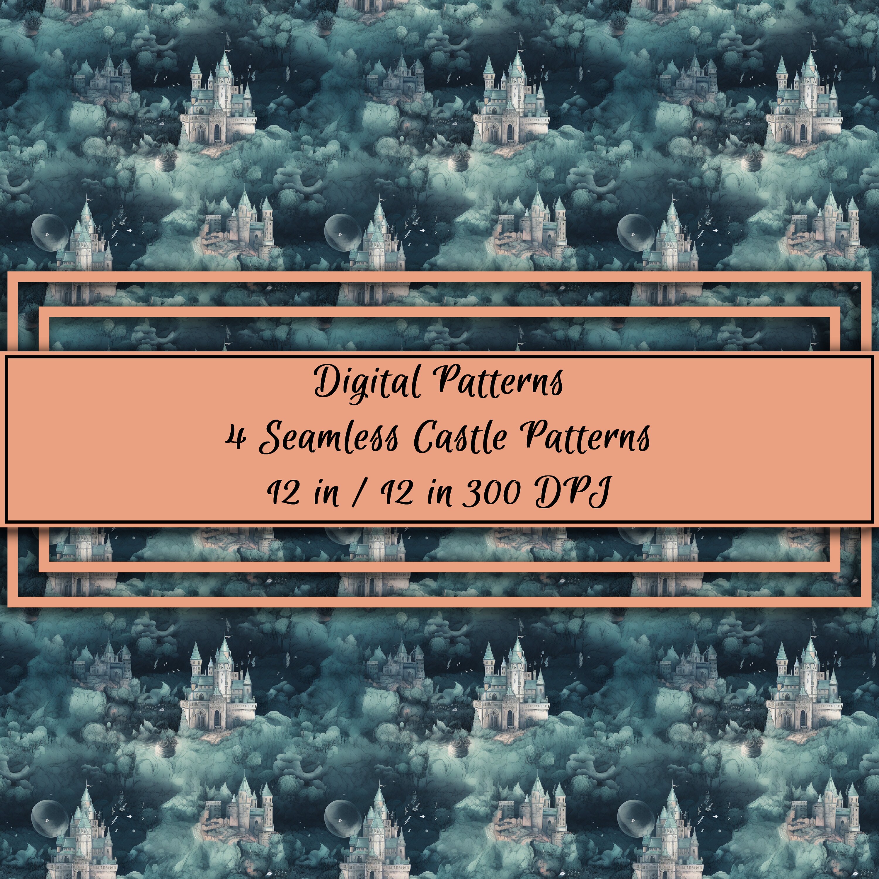 Castles Digital Paper, Seamless Pattern , Background, Scrapbook ...