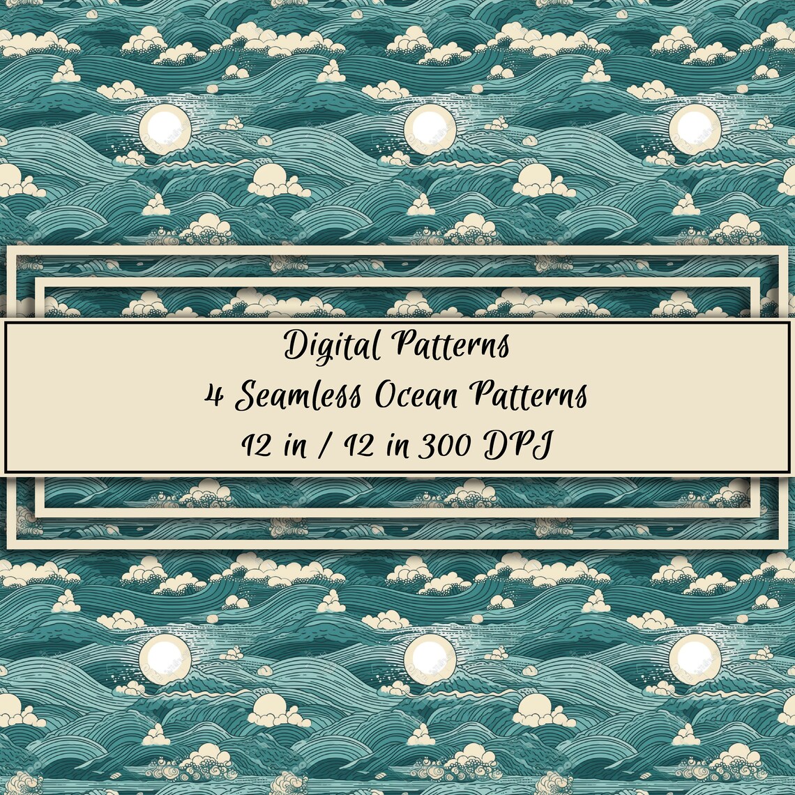 Ocean Digital Paper, Seamless Pattern , Background, Water Scrapbook ...