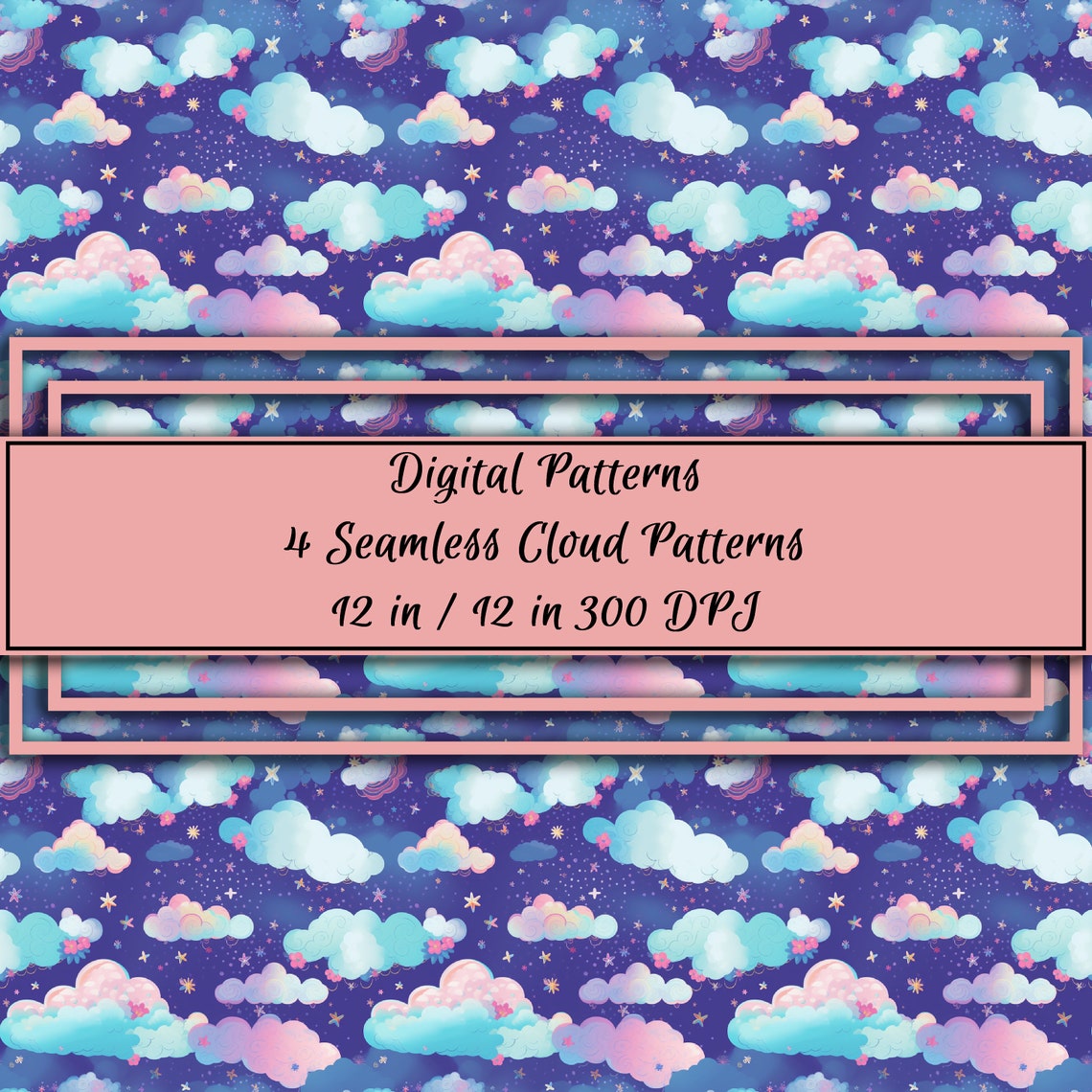 Clouds Digital Paper, Seamless Pattern , Background, Scrapbook, Perfect ...