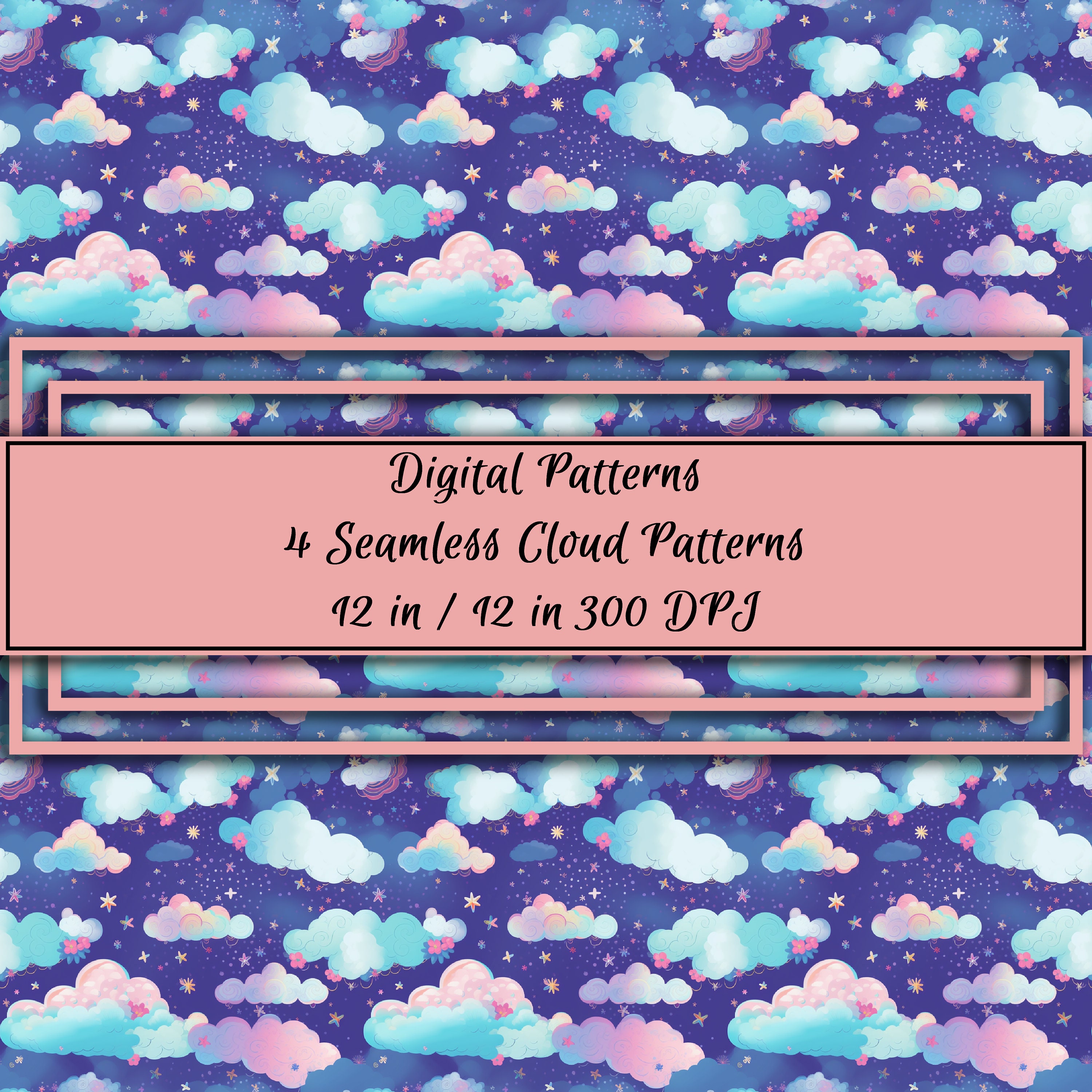 Clouds Digital Paper, Seamless Pattern , Background, Scrapbook, Perfect ...