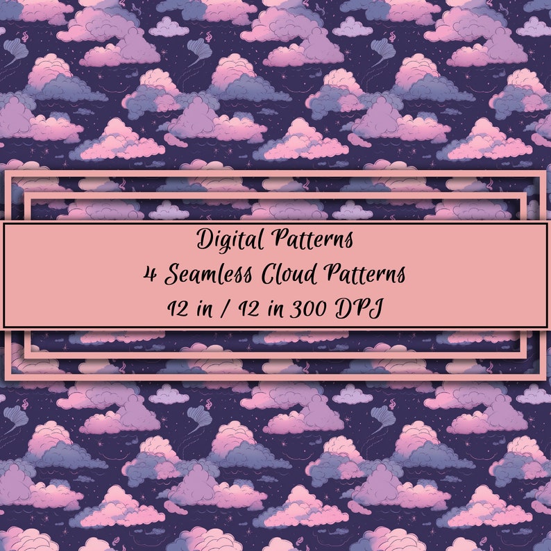 Clouds Digital Paper, Seamless Pattern , Background, Scrapbook, Perfect ...