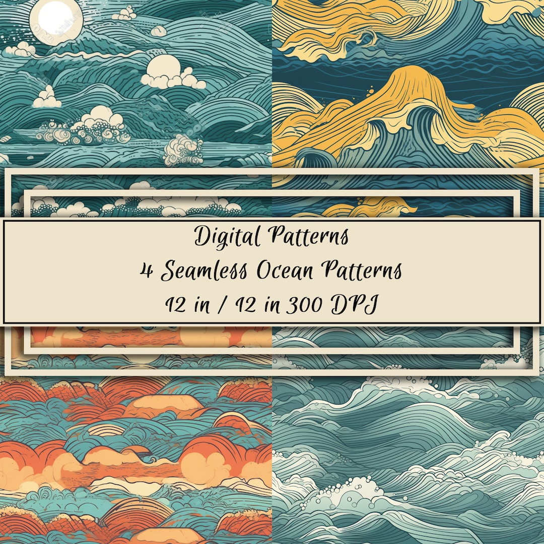 Ocean Digital Paper, Seamless Pattern , Background, Water Scrapbook ...
