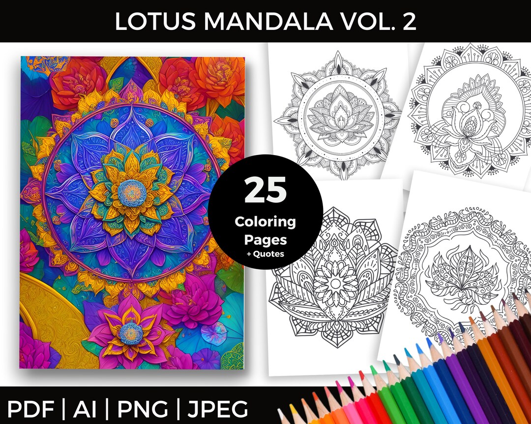 Lotus Mandala Printable Coloring Pages Vol. 2 Instant - Etsy