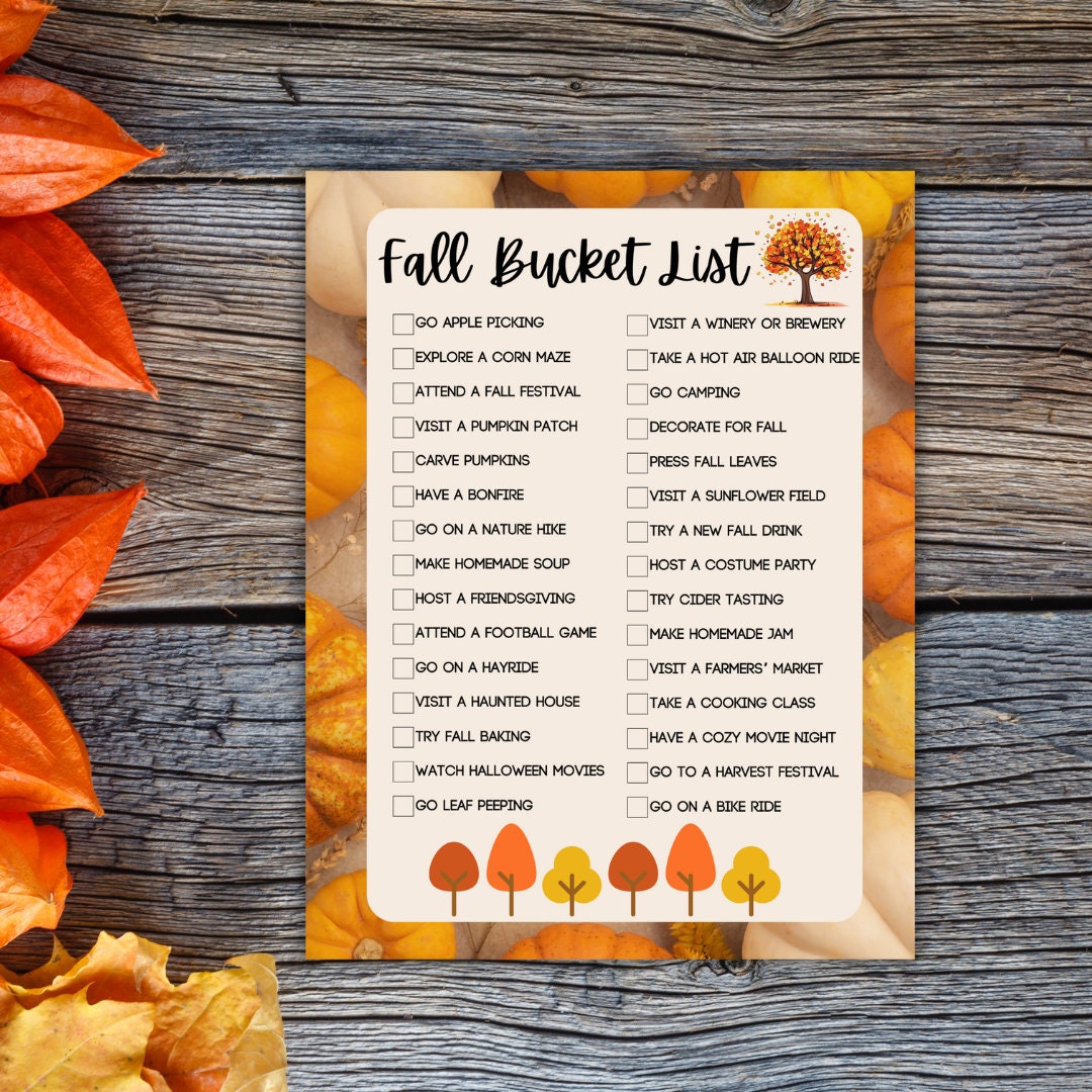 Fall Bucket List & Autumn Checklist Printable Family Fun - Etsy