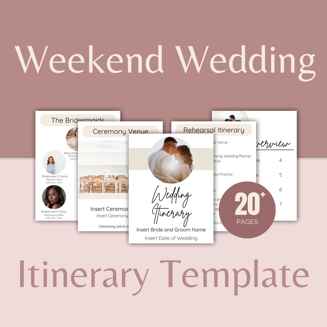 Printable Modern Wedding Itinerary & Checklist, Canva Template for ...
